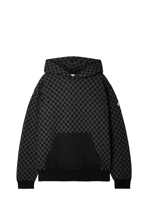 Moncler Printed Cotton Hoodie - Black