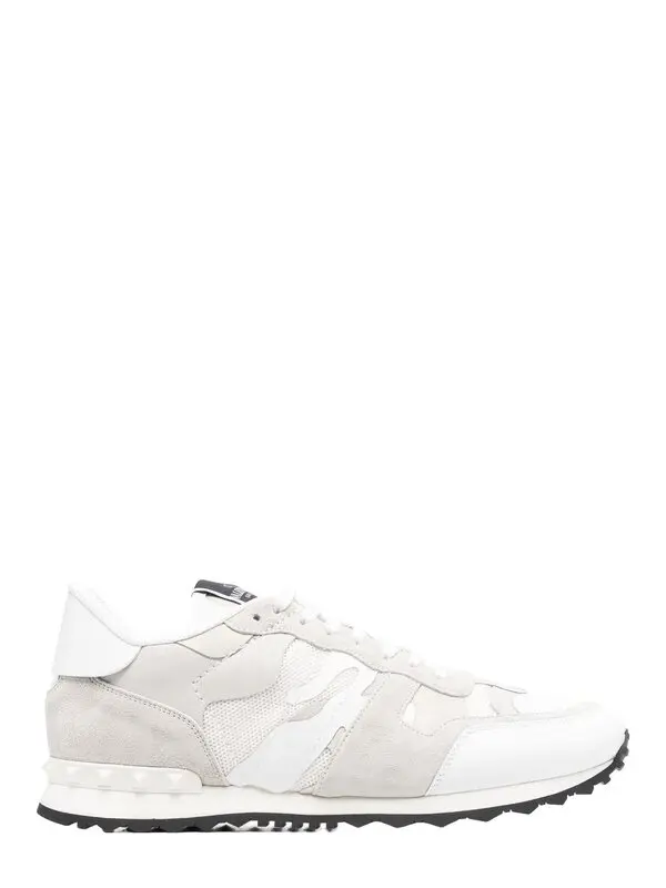 Valentino Garavani Rockrunner Camouflage Leather Low-top Sneakers - White
