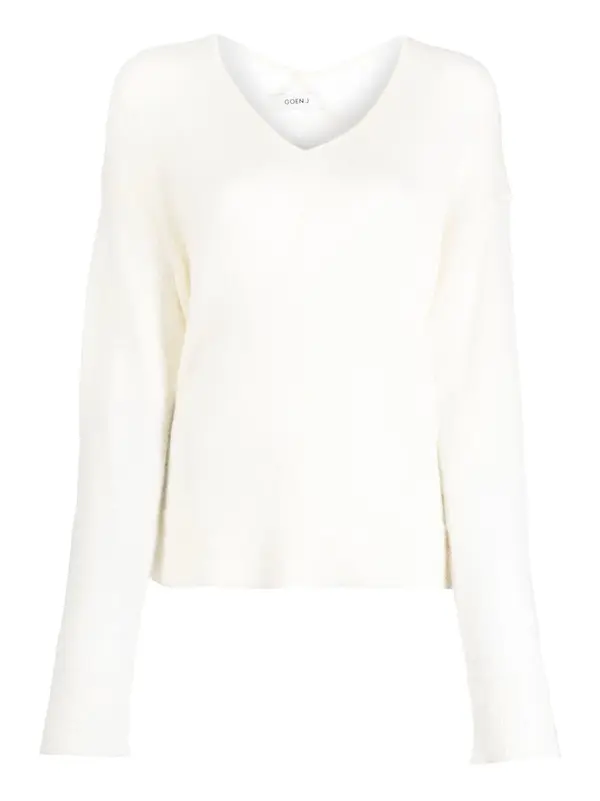 Goen.j V-neck Knitted Sweater - White