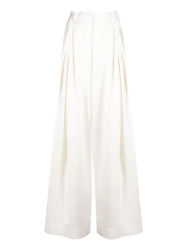 Goen.j Pleated Wide Leg Trousers - White