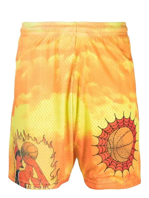 MARKET Graphic-print Mesh Shorts - Yellow