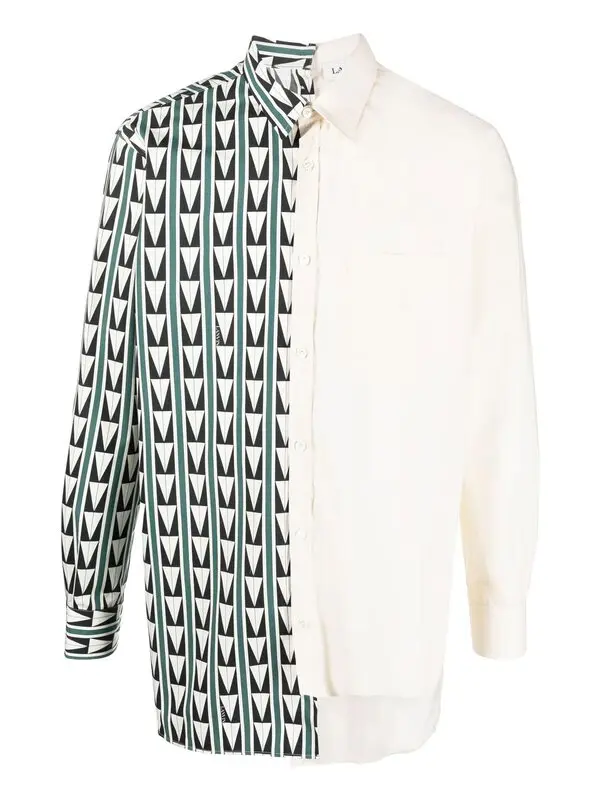 LANVIN Patchwork Geometric Print Shirt - Neutrals