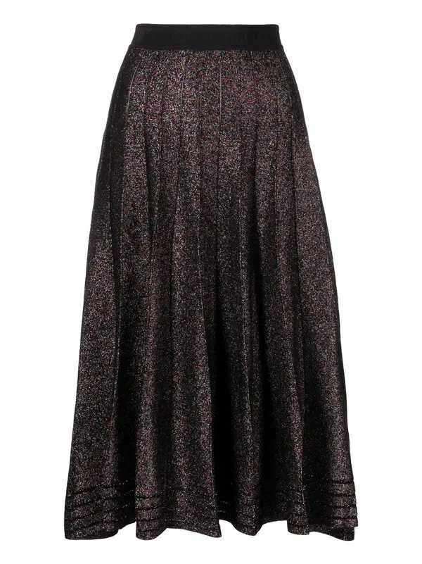 Karl Lagerfeld Metallic-effect Pleated Midi Skirt - Black