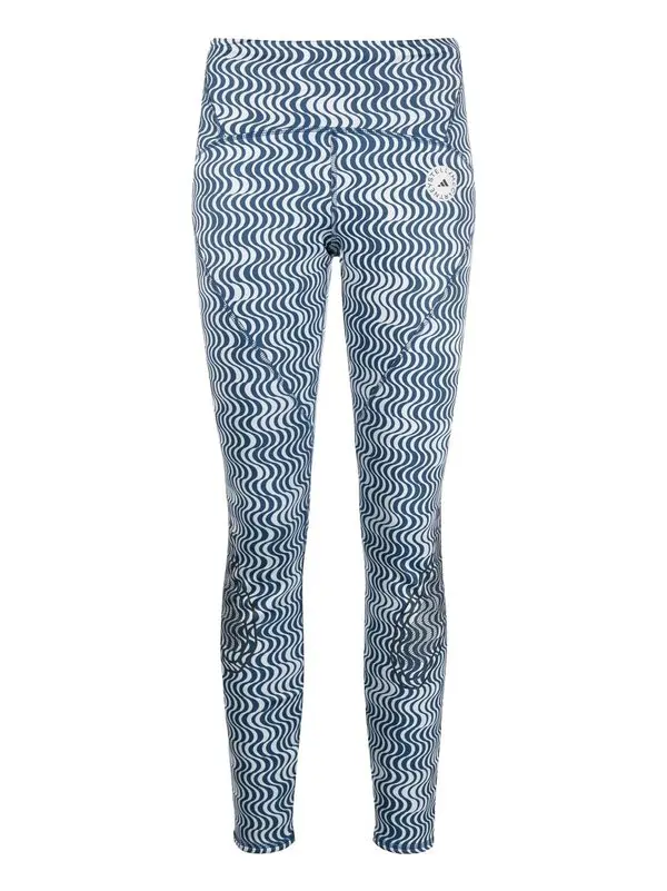 Adidas By Stella McCartney Truepace Abstract-print Recycled Running Leggings - Blue
