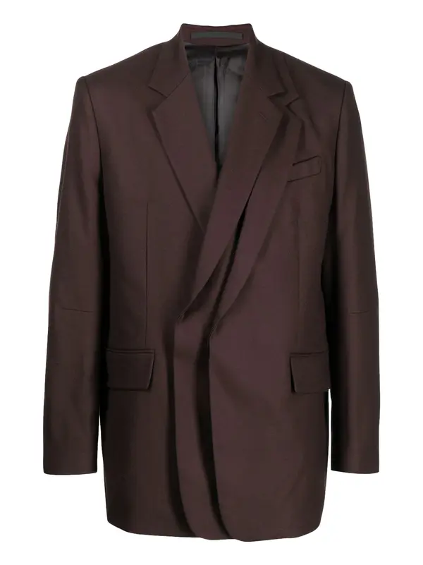 SONGZIO Layered Notched Blazer - Brown