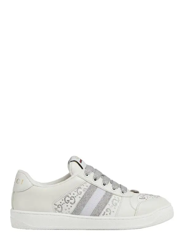 Gucci Gg Crystal Screener Sneakers - White