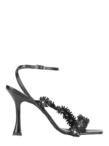 By Far Leather Ankle Strap Sandals - Black