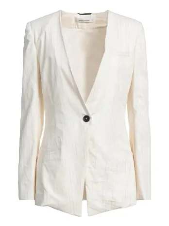 NOSTRASANTISSIMA Single-breasted Pinstriped Blazer - White