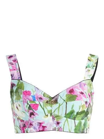 Dolce & Gabbana Floral-print Crop Top - Blue