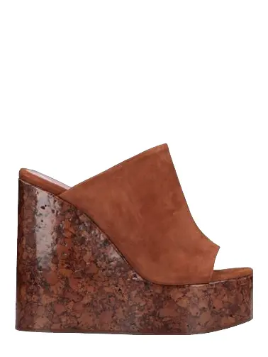 HAUS OF HONEY Leather Wedge Sandals - Brown