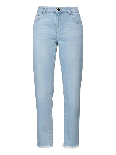 NGHTBRD Mom Jeans With Fringed Hem - Blue