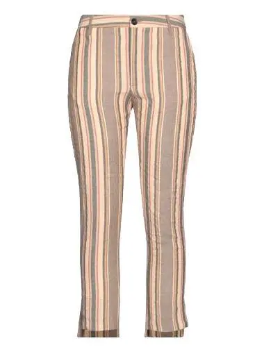 NOSTRASANTISSIMA Striped Straight Leg Pants - Beige