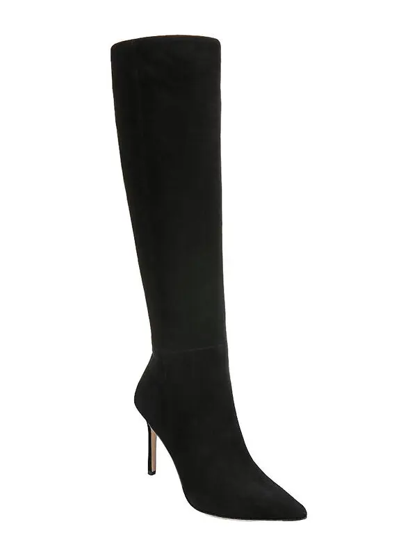 Veronica Beard Lisa Wide Calf High Heel Boots - Black Suede