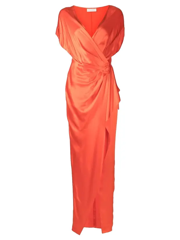 Michelle Mason Wrap Drape-detail Gown - Orange