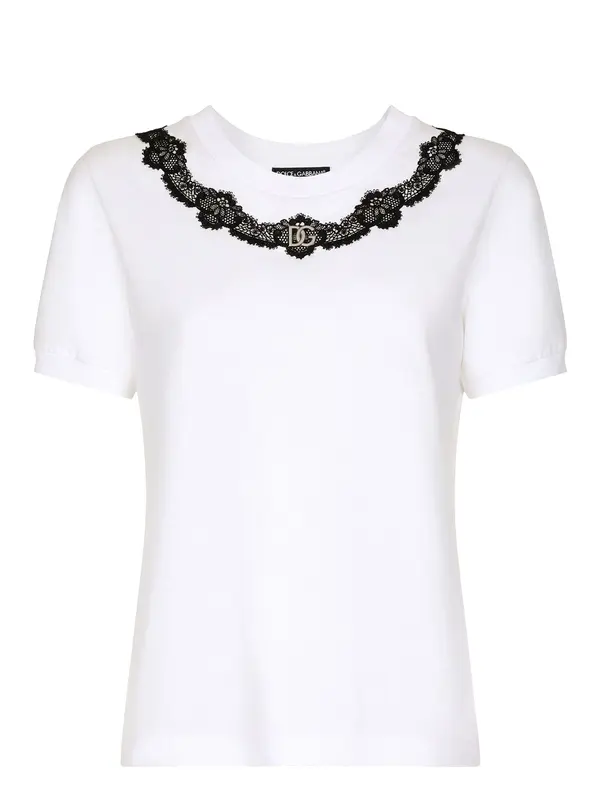 Dolce & Gabbana Lace-trim T-shirt - White