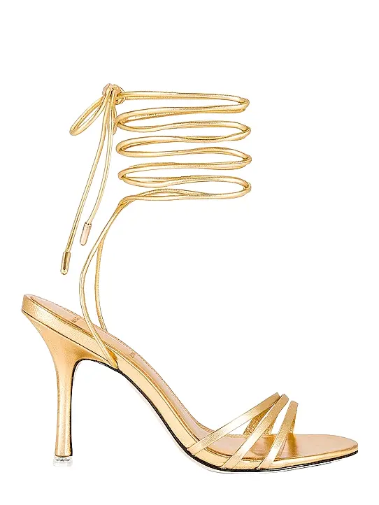 BLACK SUEDE STUDIO Leandra Heeled Sandal - Gold Metallic