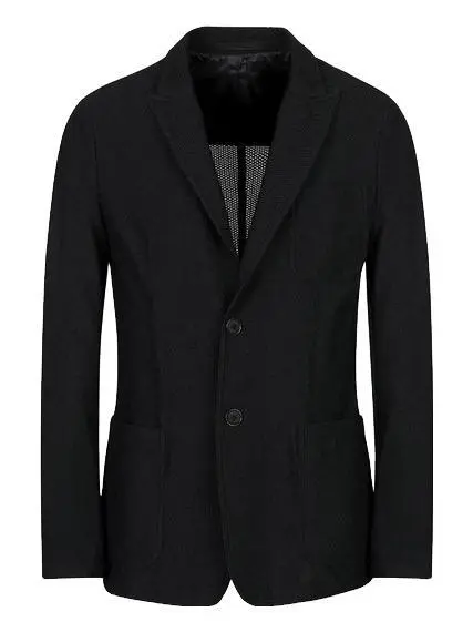 Giorgio Armani Icon Single-breasted Jacket In Technical Waffle Fabric - Black