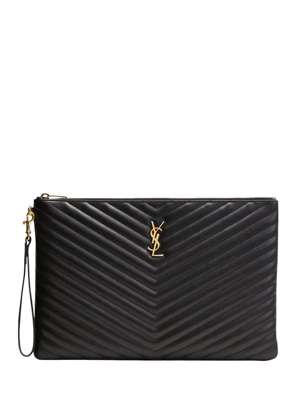 Saint Laurent Monogram Large Pouch - Black