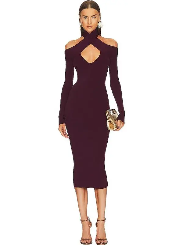 MICHAEL COSTELLO X Lora Midi Dress - Eggplant
