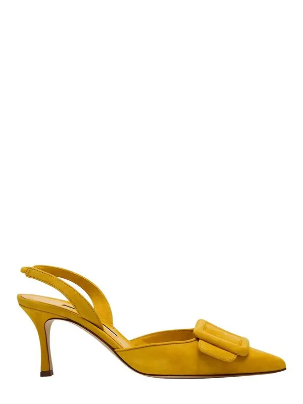 Manolo Blahnik Maysli Suede Buckle Pumps - Yellow