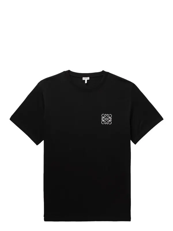 Loewe Logo-embroidered Cotton-jersey T-shirt - Black