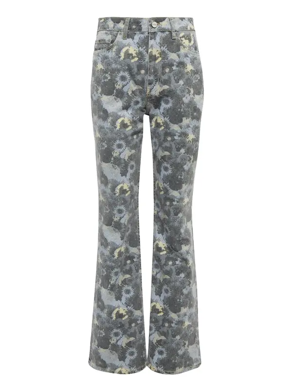 GANNI Printed Flare Jeans - Blue