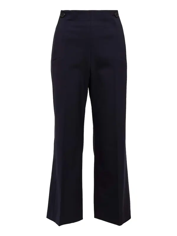 Chloé High-rise Cropped Flared Wool Pants - Blue
