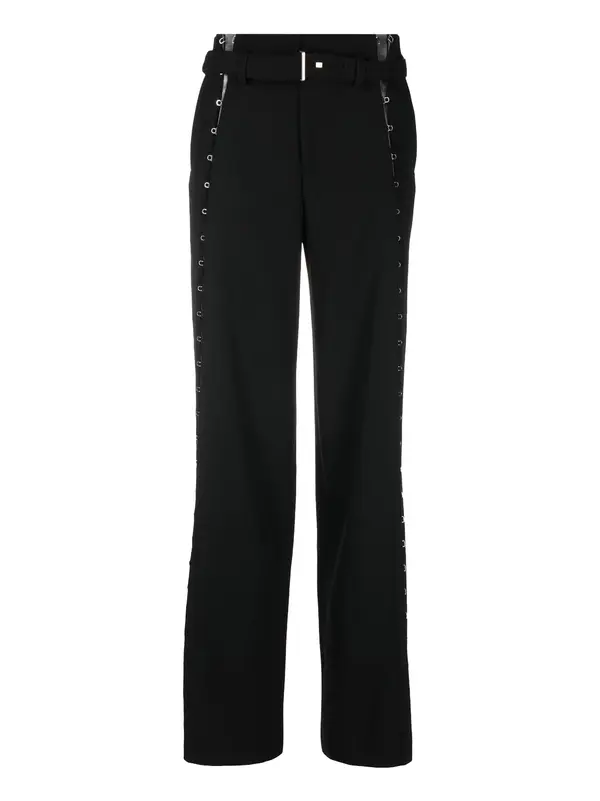 DION LEE Eyelet-detail Wide-leg Trousers - Black