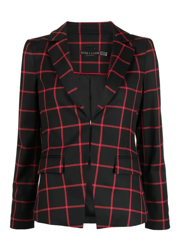 Alice + Olivia Mya Grid-print Blazer - Black