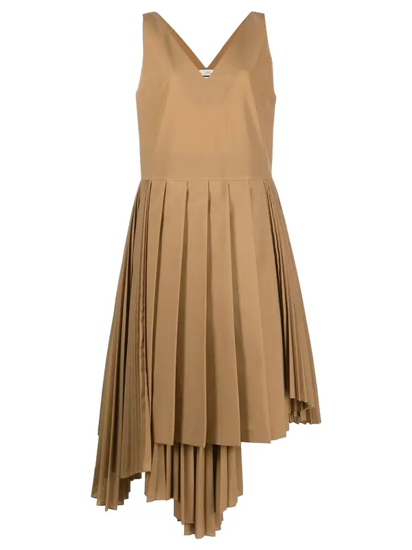 QUIRA Sleeveless Asymmetric-hem Dress - Neutrals