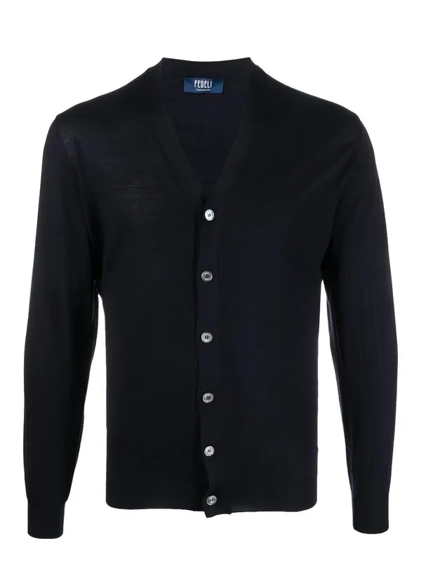 Fedeli Wool Button-fastening Cardigan - Blue
