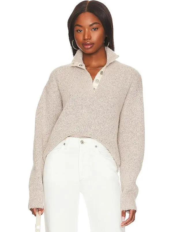 525 America Boxy Snap Front Henley - Oat