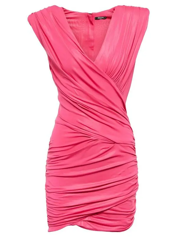 Balmain Ruched Minidress - Pink