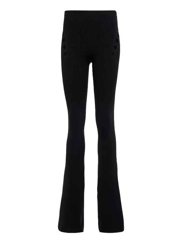 Jean Paul Gaultier Cutout Flared Wool Pants - Black