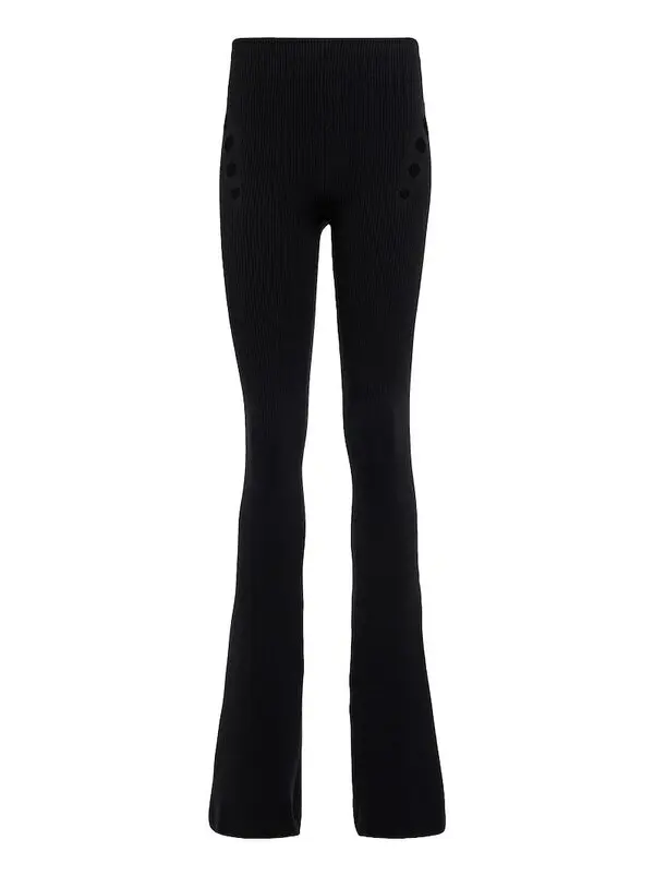 JEAN PAUL GAULTIER Cutout High-rise Flared Wool Pants - Black