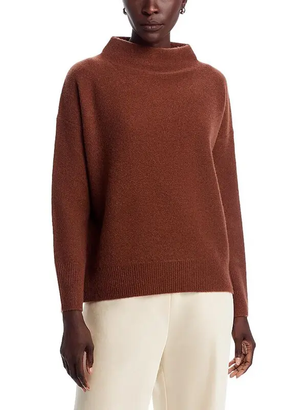 Vince Boiled Cashmere Funnel Neck Sweater - Cacao