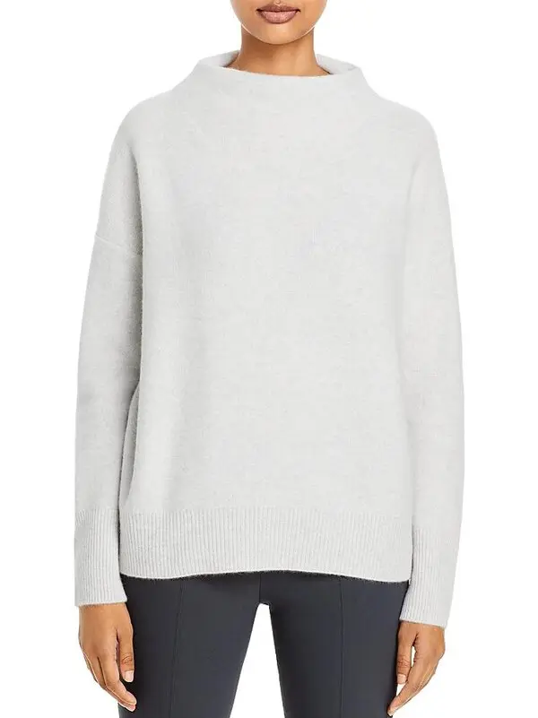 Vince Boiled Cashmere Funnel Neck Sweater - Heather Platinum