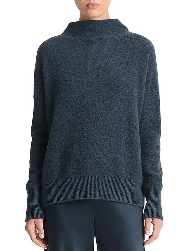 Vince Boiled Cashmere Funnel Neck Sweater - Heather Tide Stone