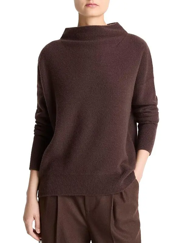 Vince Boiled Cashmere Funnel Neck Sweater - Truffle