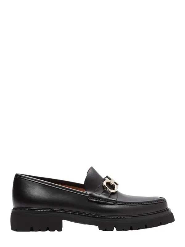 FERRAGAMO Bleecker Gancini Loafers - Black