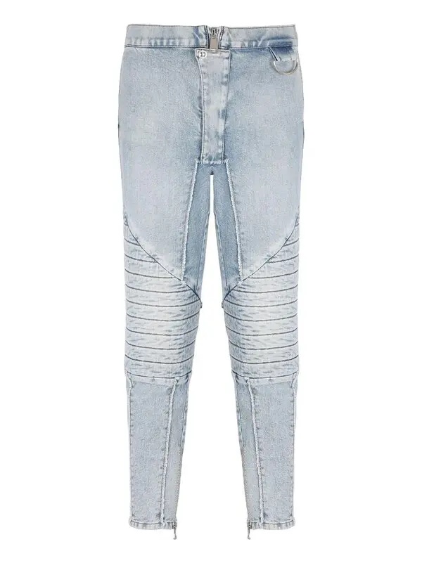Balmain Mid-rise Cropped Skinny Jeans - Blue