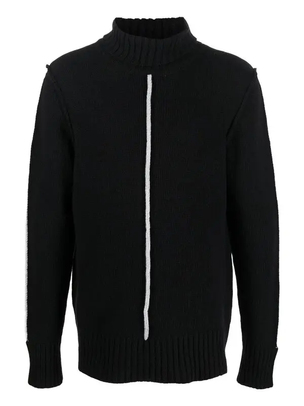 EGONLAB Stripe-detail Funnel-neck Sweater - Black