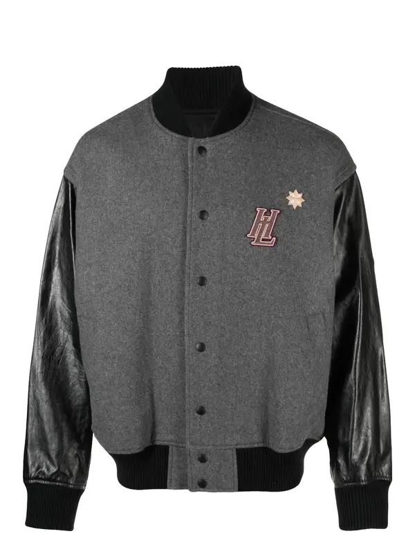 Helmut Lang Logo Varsity Bomber Jacket - Grey