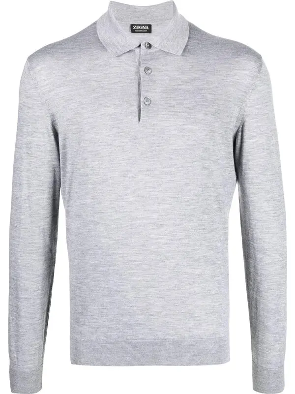 Zegna Cashmere-silk Polo Top - Grey