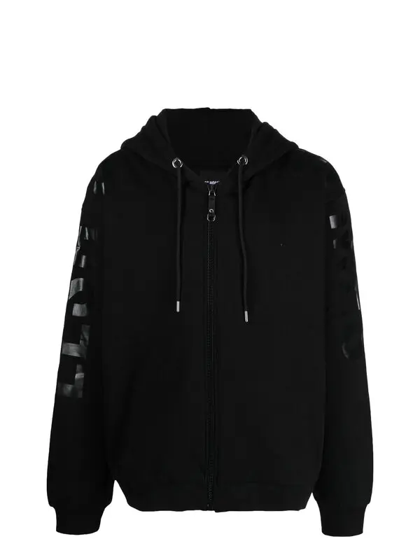 LES HOMMES Logo-print Zip-up Hoodie - Black