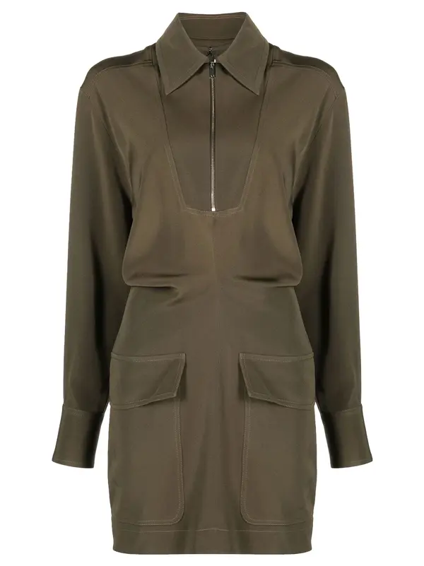 Victoria Beckham Flap-pocket Minidress - Green