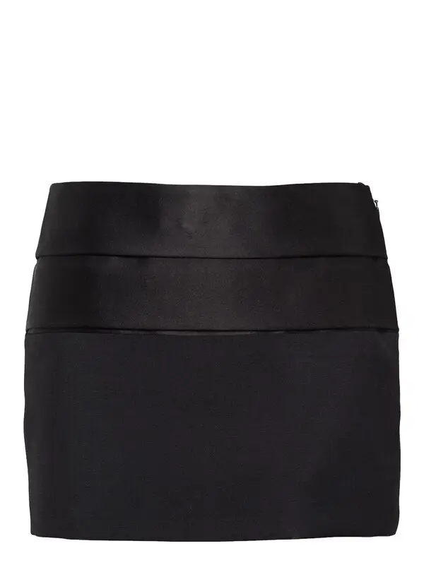 Prada Triangle-logo Panelled Miniskirt - Black