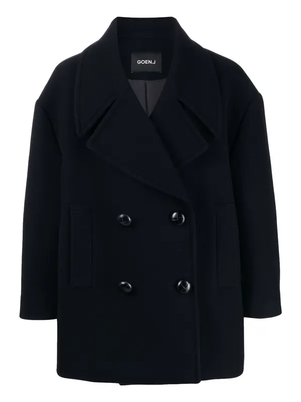 Goen.j Double-breasted Pea Coat - Blue