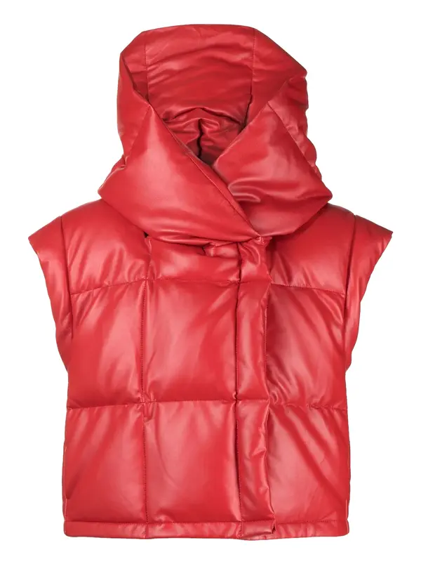 Goen.j Vegan-leather Quilted-down Gilet - Red