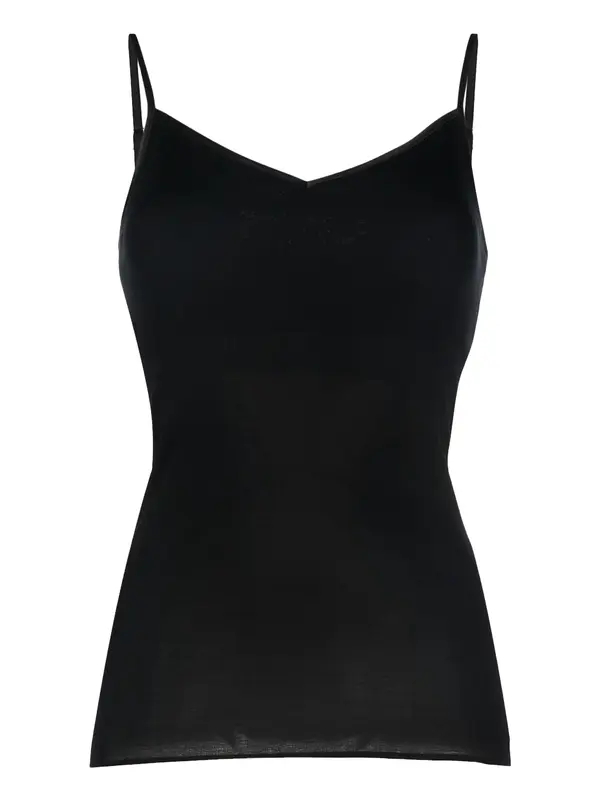 Hanro V-neck Slip Top - Black